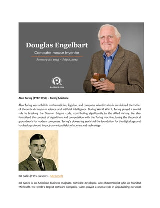 World Famous Computer Scientist Name and Their Inventions | DOCX
