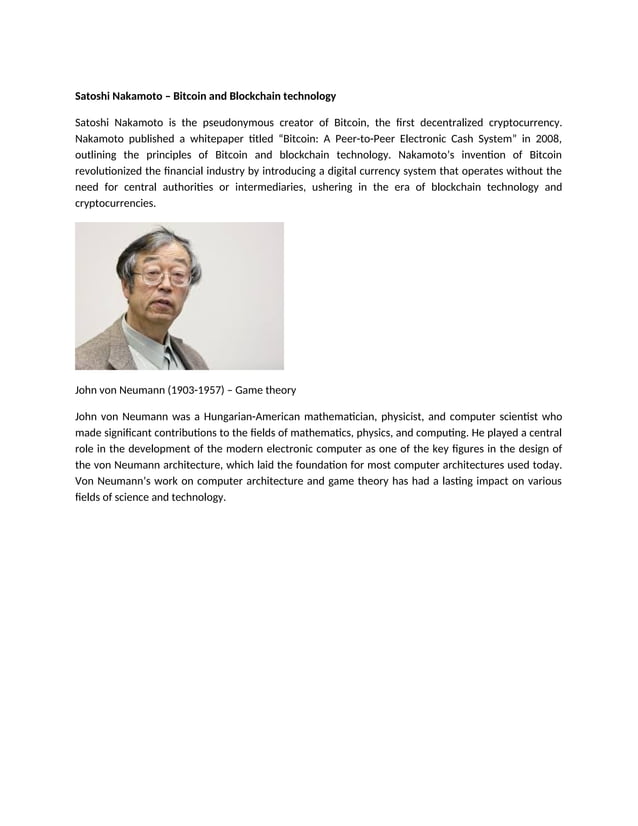 World Famous Computer Scientist Name and Their Inventions | DOCX