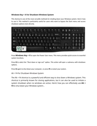 Shortcut Key For Shutdown Windows Systems | DOCX | Operating Systems ...