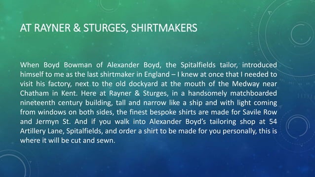 Charles Boyd Bowman | Introduction About Rayner & Sturges, Shirtmakers ...