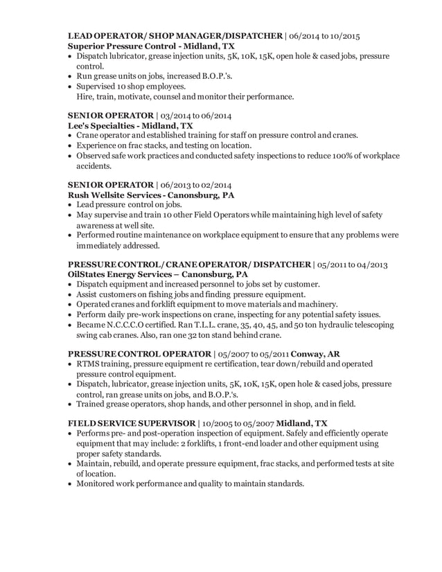 Charles Carter's Wireline Operator Resume 2020 | DOCX | Logistics ...