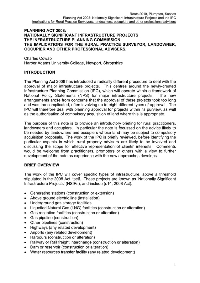 Nationally Significant Infrastructure Projects and IPC | PDF