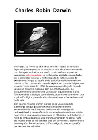 biografia de charles darwin | DOCX