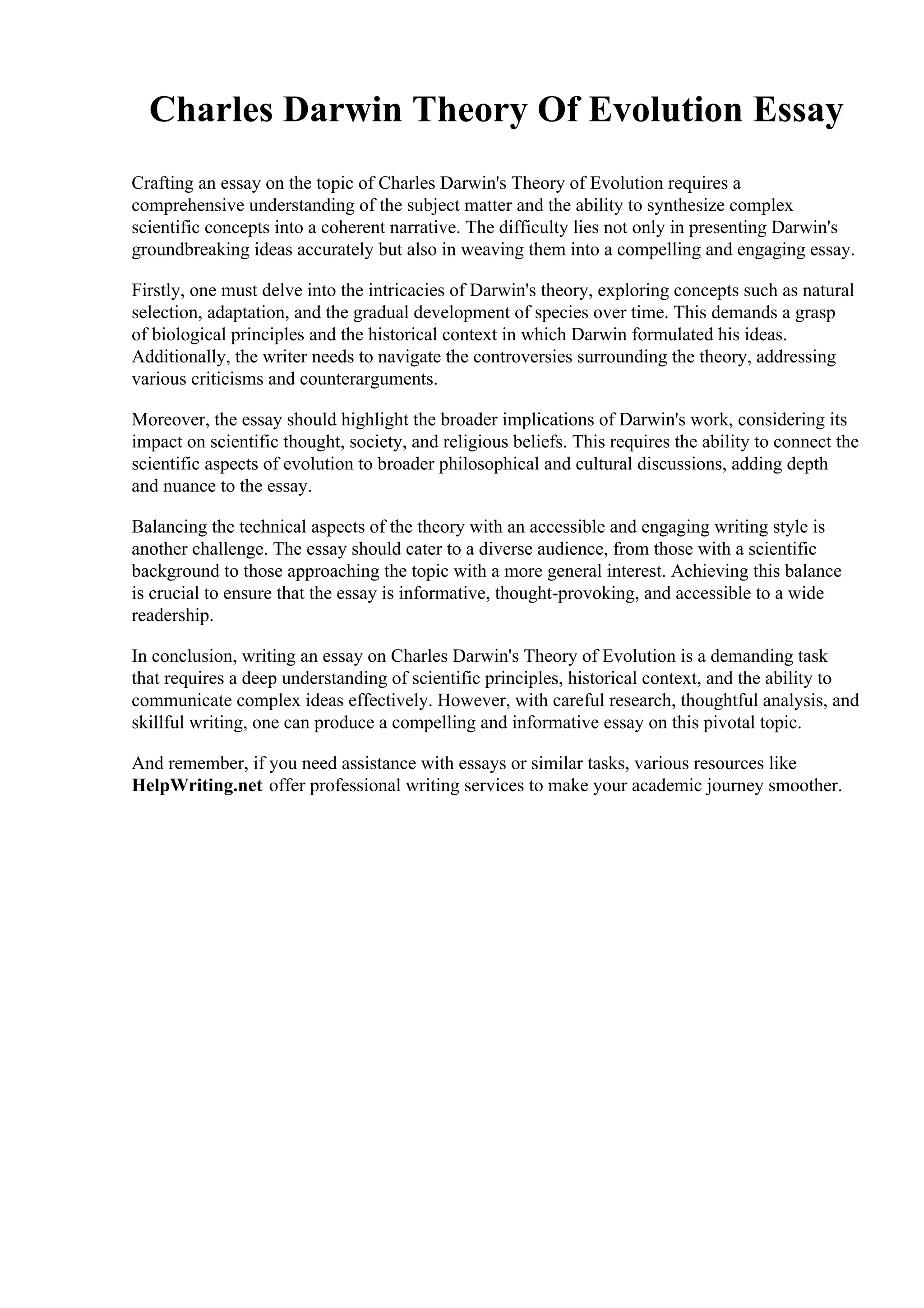 Charles Darwin Theory Of Evolution Essay.pdf