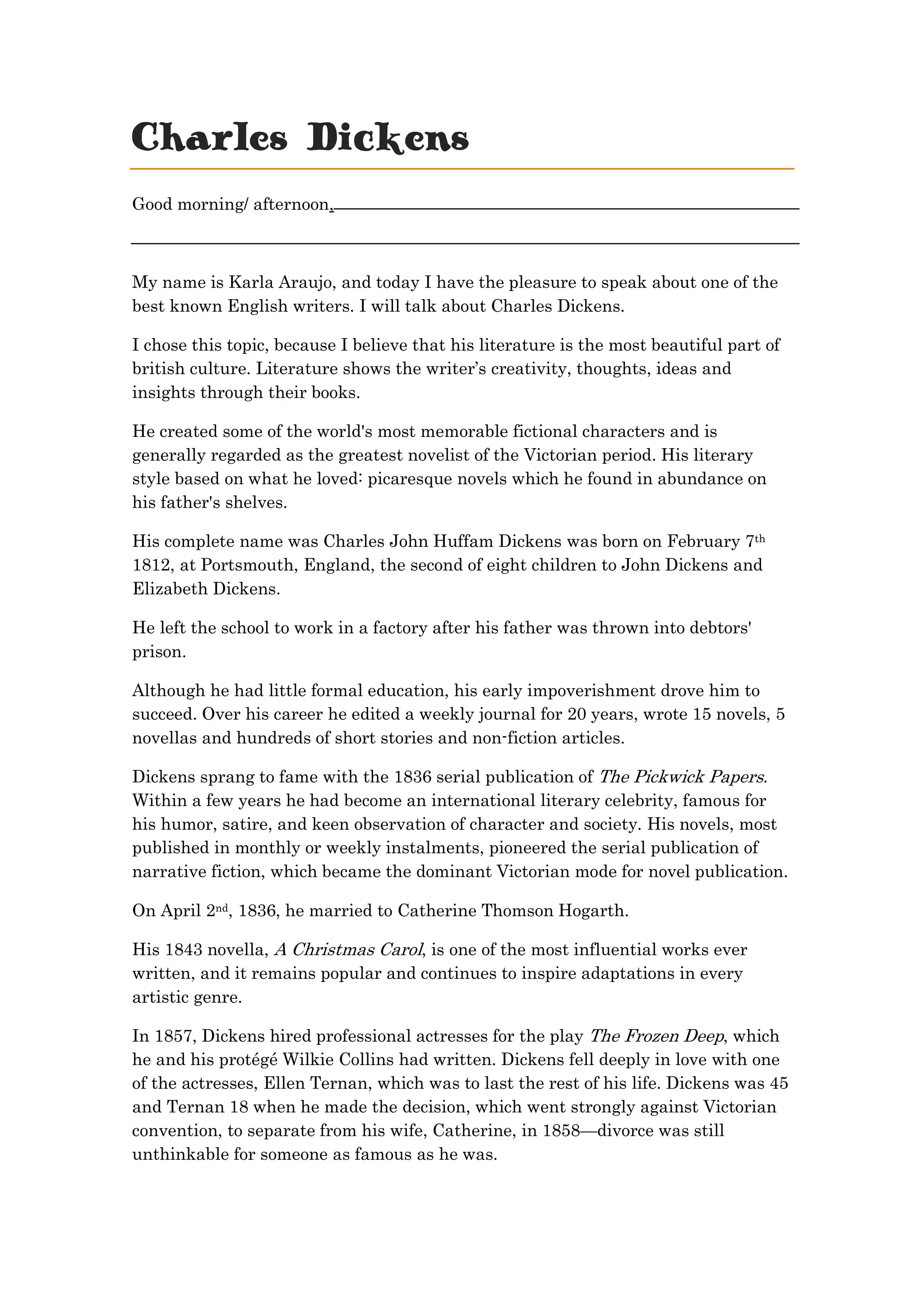 Charles dickens | DOCX | Fiction | Books and Literature