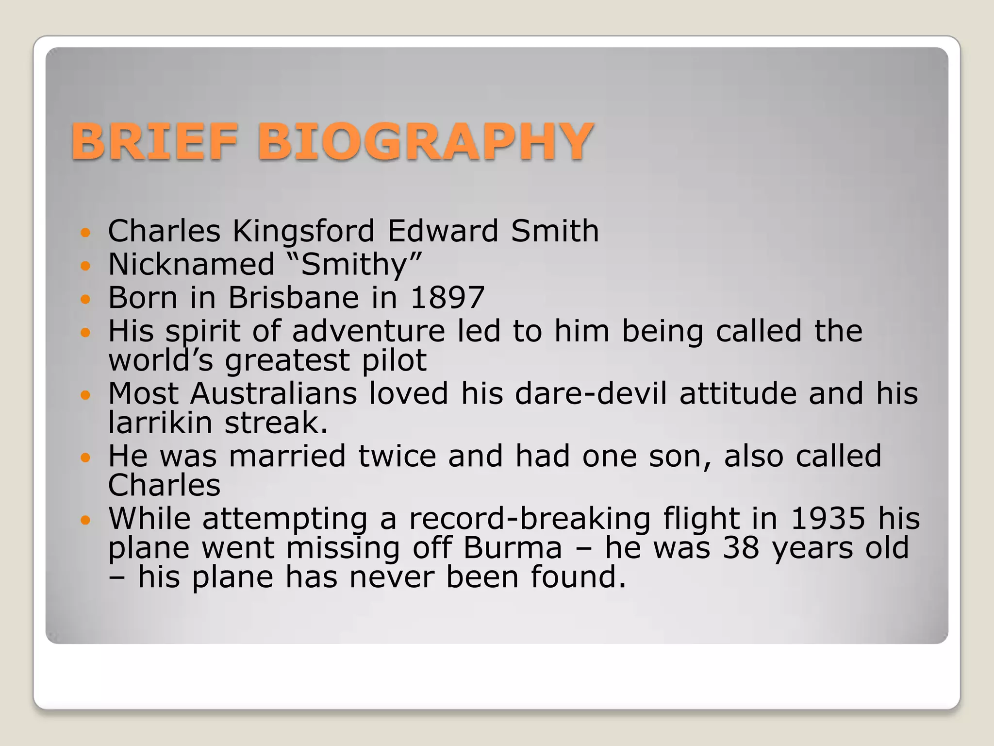 Charles kingsford edward smith | PPTX