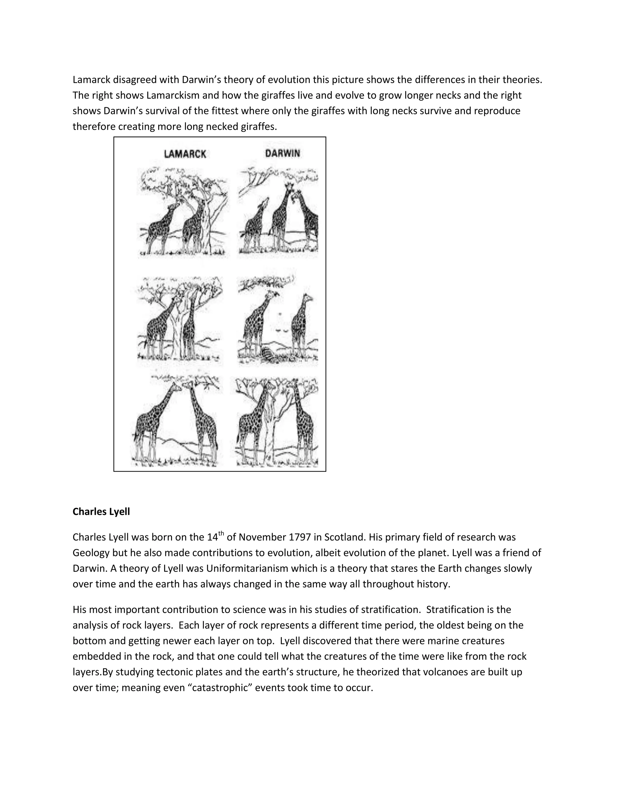 Charles lyell and jean baptiste lamarck | DOCX