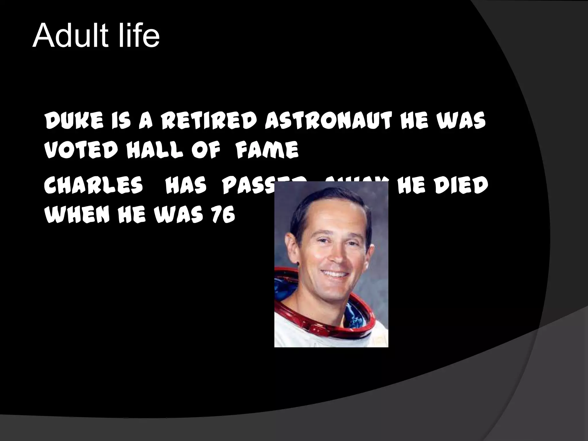 Charles m duke Fourth Grade Astronaut Biography Project | PPTX | Science