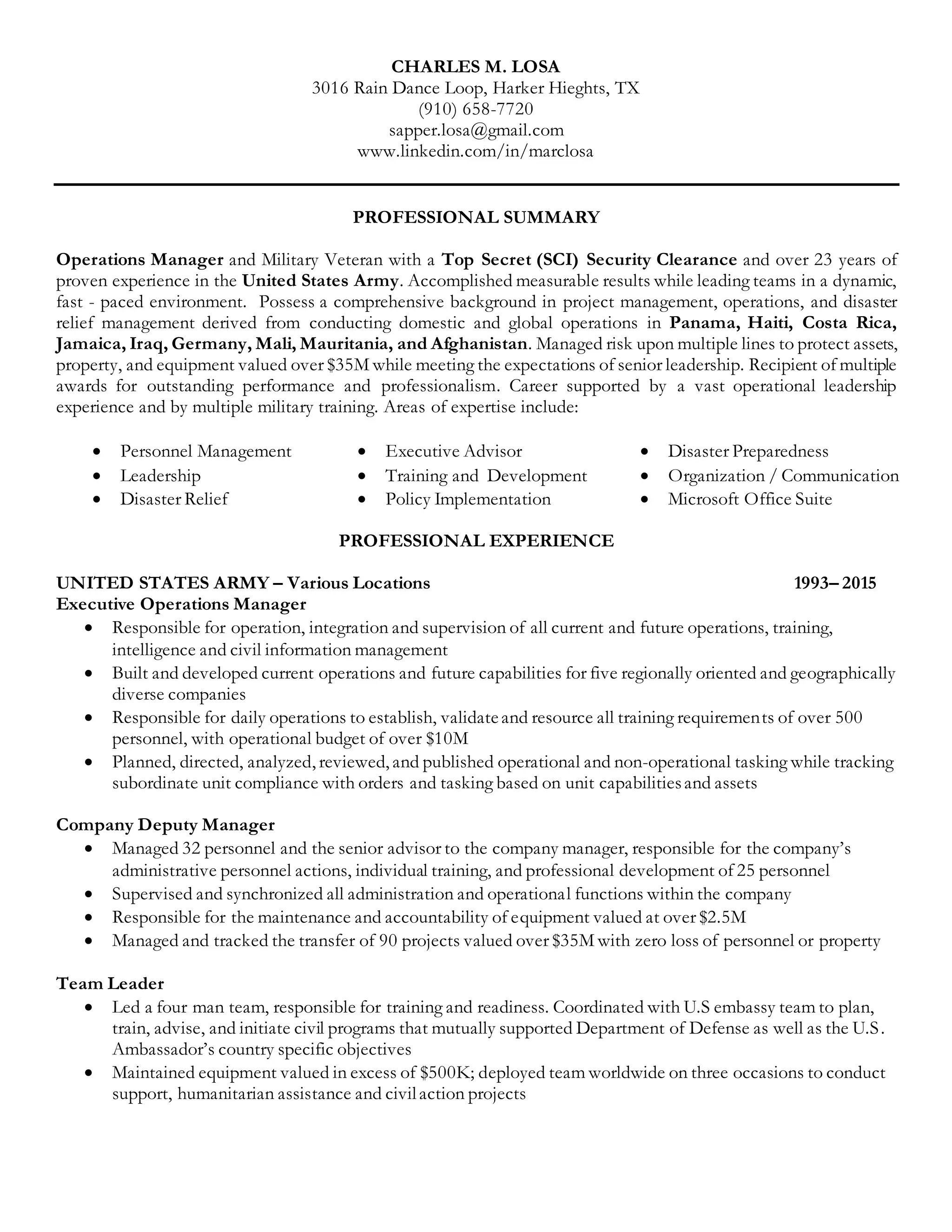Charles M Losa resume | DOCX