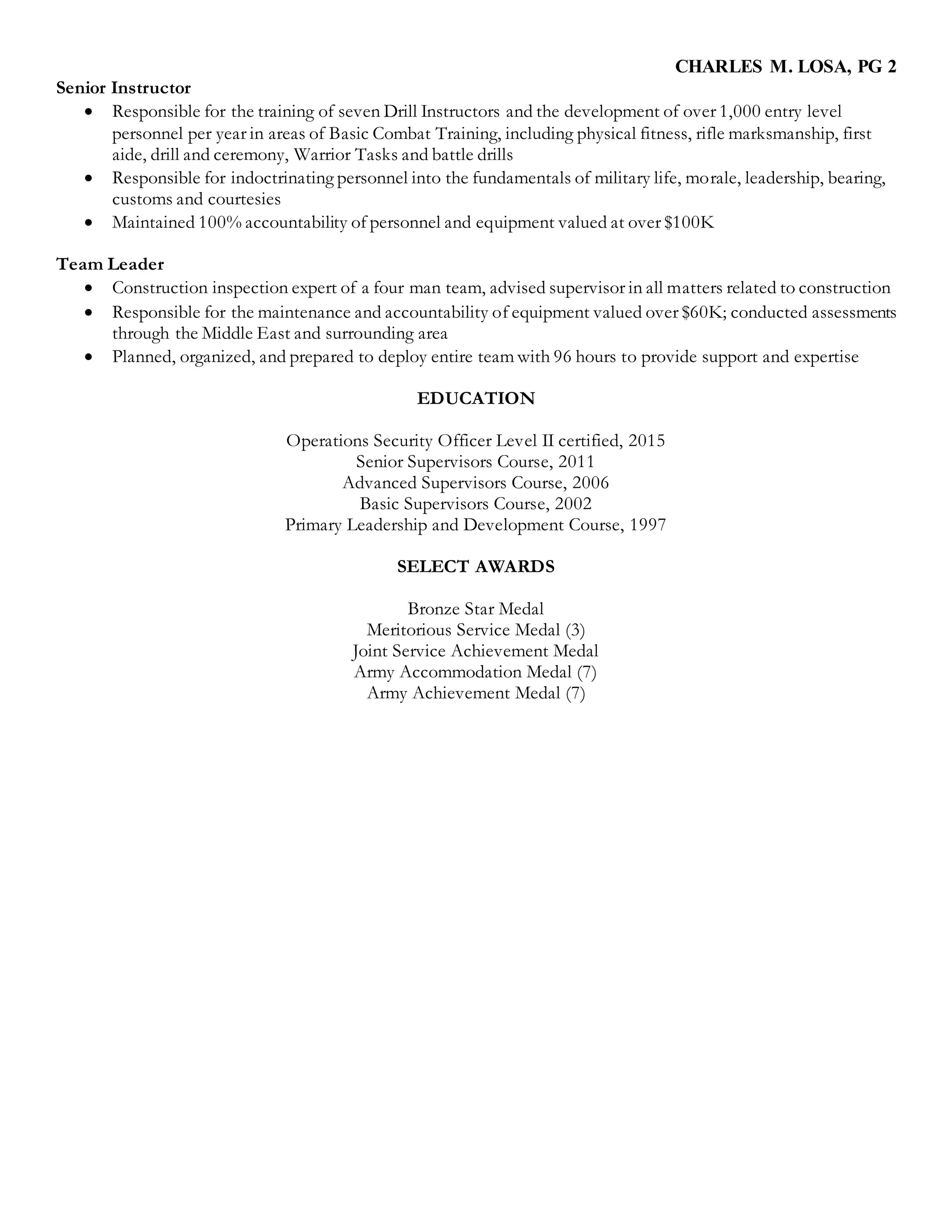 Charles M Losa resume | DOCX