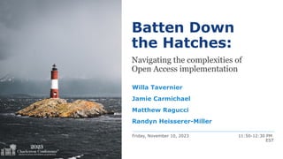 Charleston 2023 - Batten down the hatches: Navigating the complexities ...