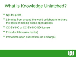 Knowledge Unlatched One Year On | PPT