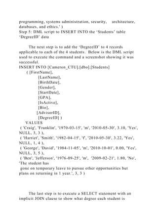Charles WilliamsCS362Unit 3 Discussion BoardStructured Query Langu.docx | Databases | Computer ...