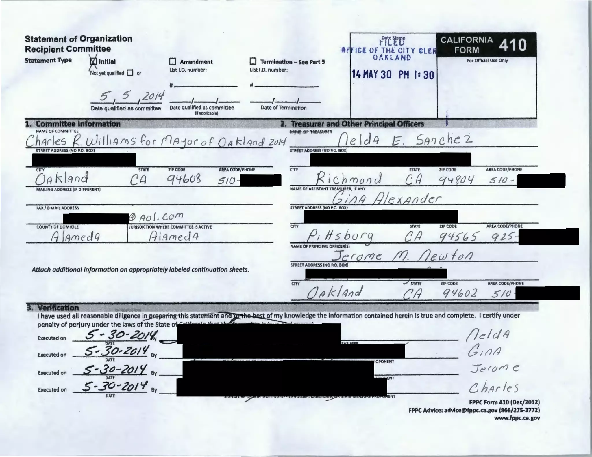 Charles Williams FPPC Form 410 | PPT