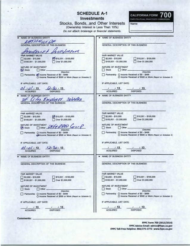 Charles Williams FPPC Form 700 | PDF