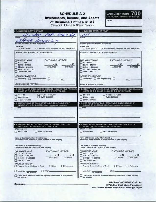 Charles Williams FPPC Form 700 | PDF
