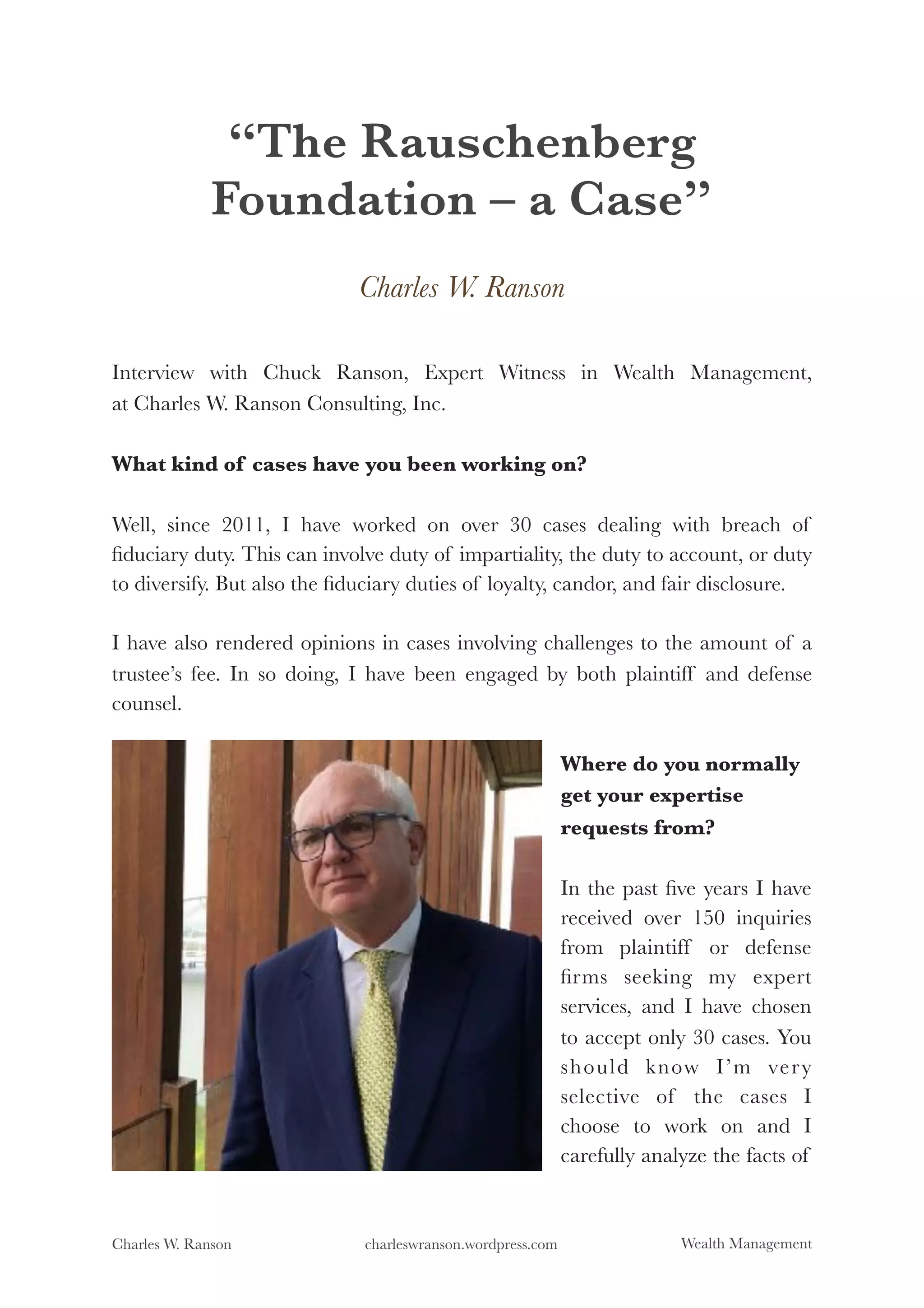 Charles W. Ranson - The Rauschenberg Foundation - a Case | PDF