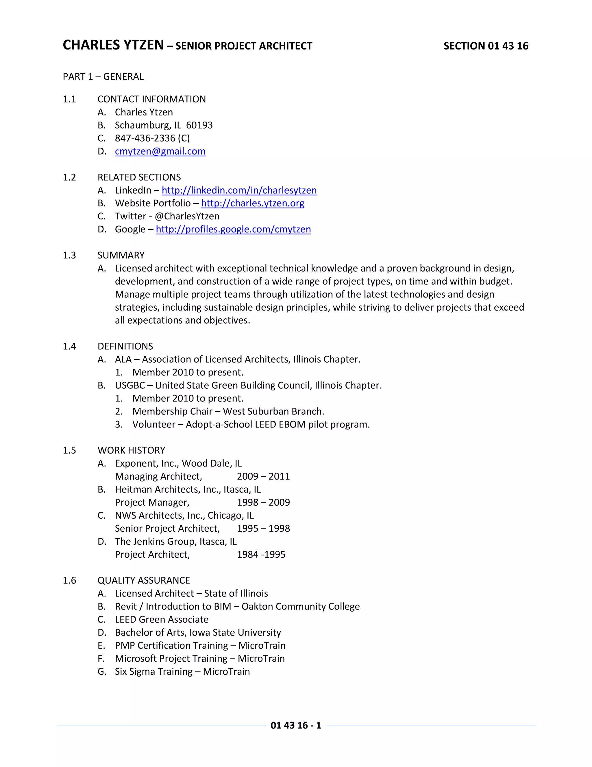 Charles Ytzen Resume Specification | PDF