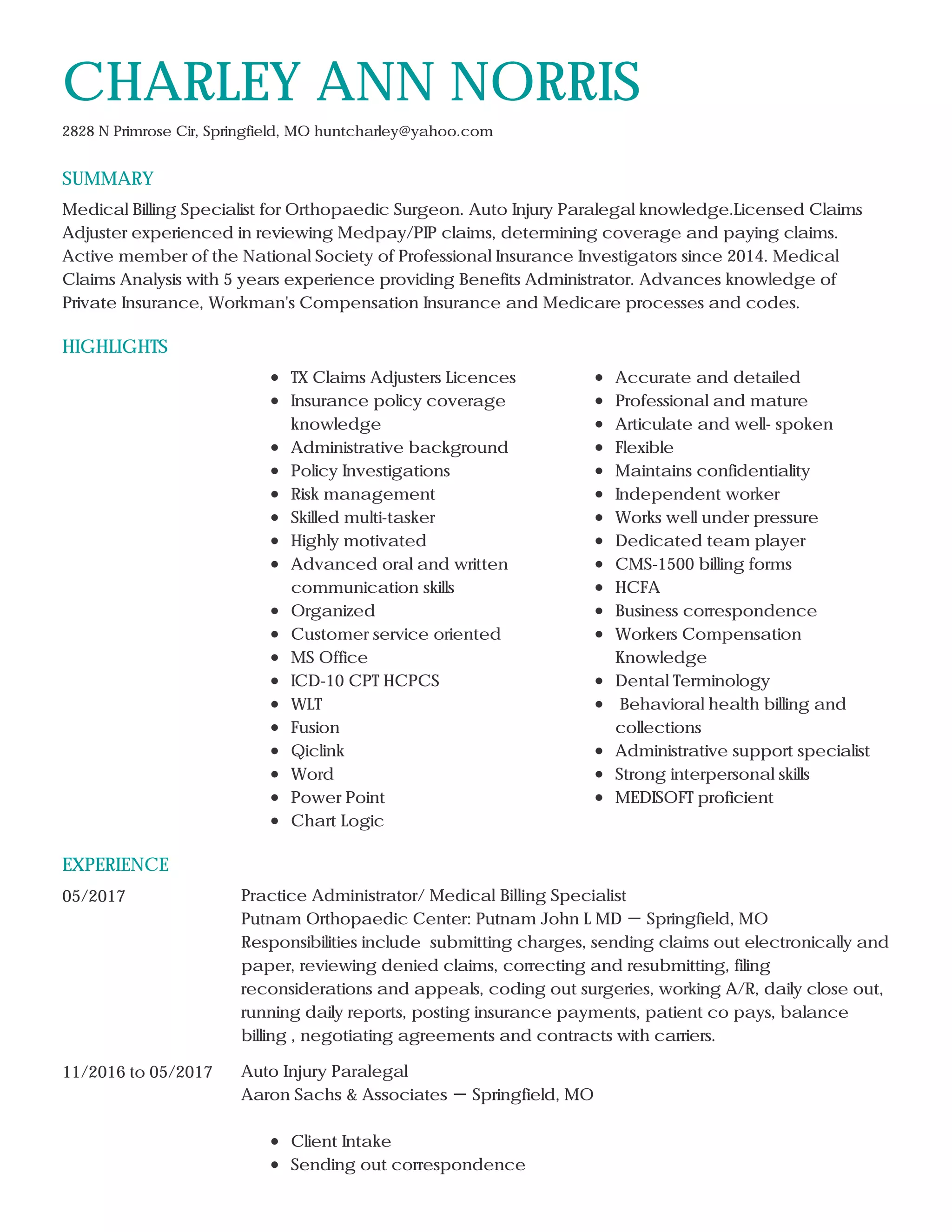 Charley ann norris resume 1 (1) | PDF