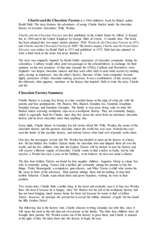 Charlie and the chocolate factory is a 1964 children | DOCX