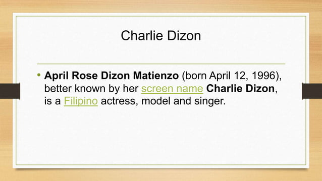 Charlie Dizon Biography, Early Life, Career, Filmography.pptx