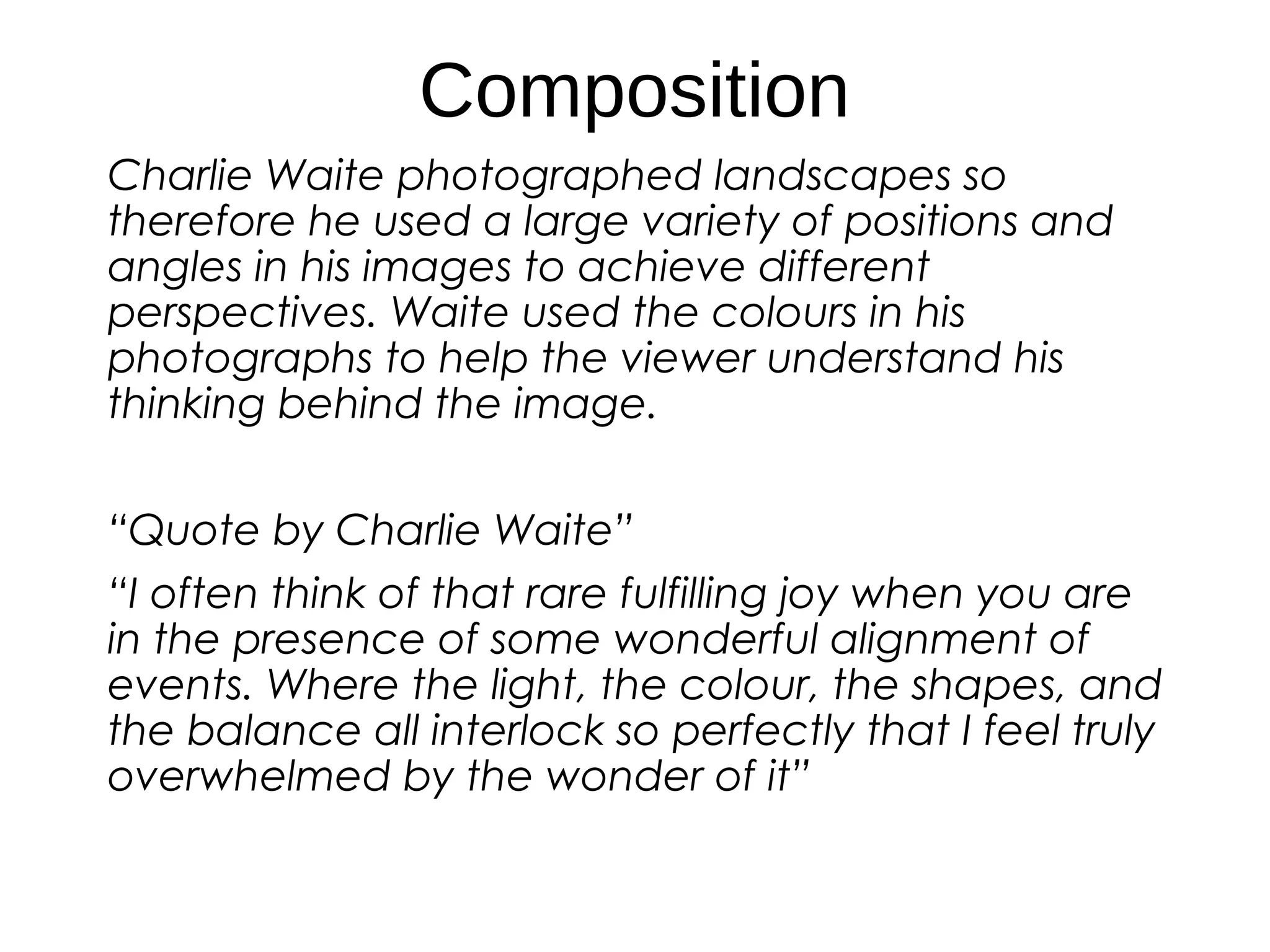 Charlie waite research | PPT