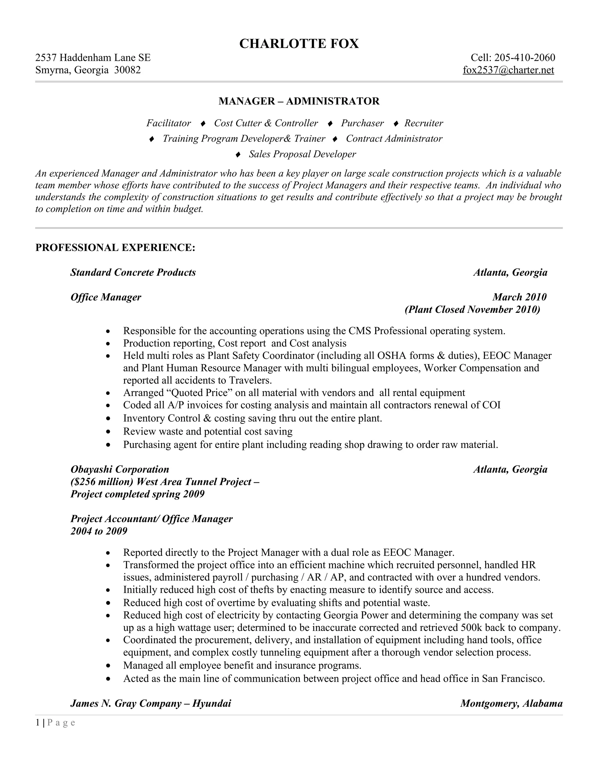 Charlotte fox resume 12 3 10 [2] | PDF