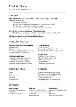 Charlotte Grahn CV svenska