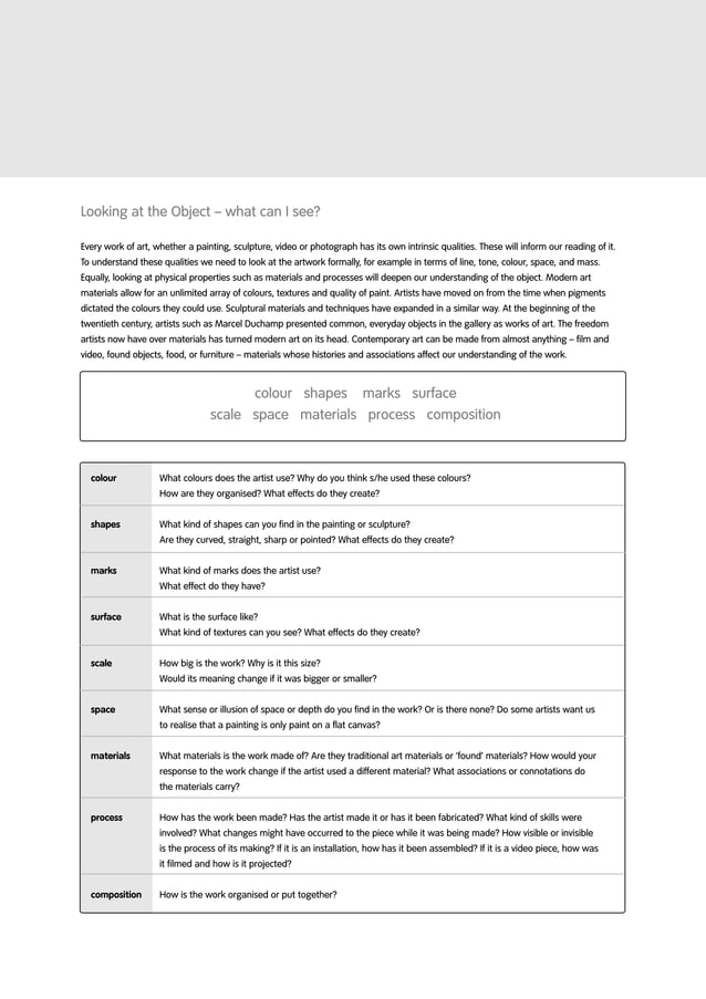 Ways Of Looking - Guides to analysing art works | PDF | Arts and Crafts ...