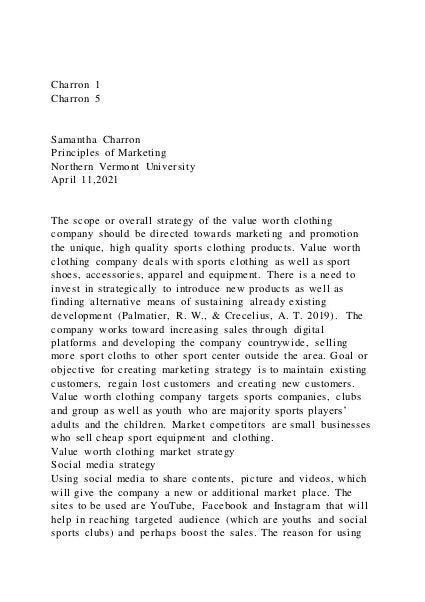 Charron 1Charron 5Samantha CharronPrinciples of Marketin | PDF