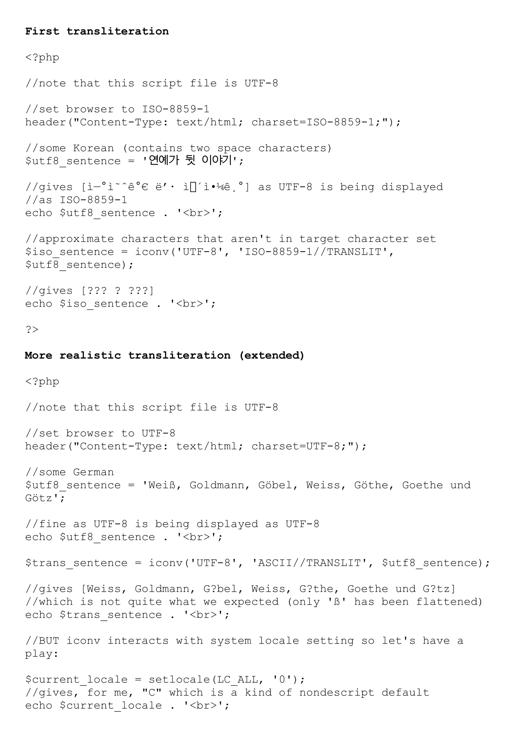 "Character sets and iconv" PHP source code | PDF