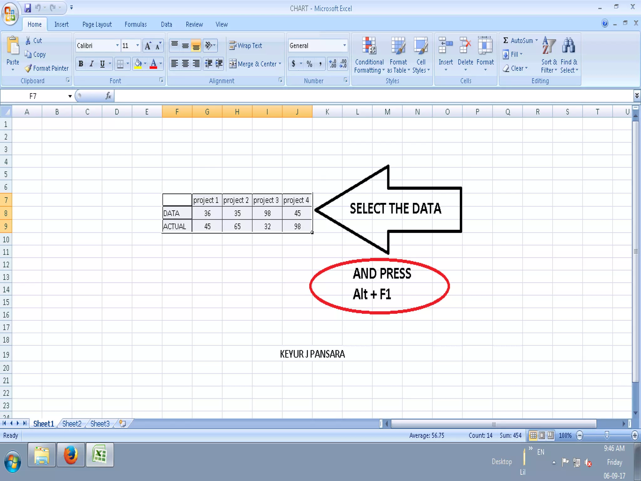 HOW TO INSERT CHARTS IN EXCEL | PPTX