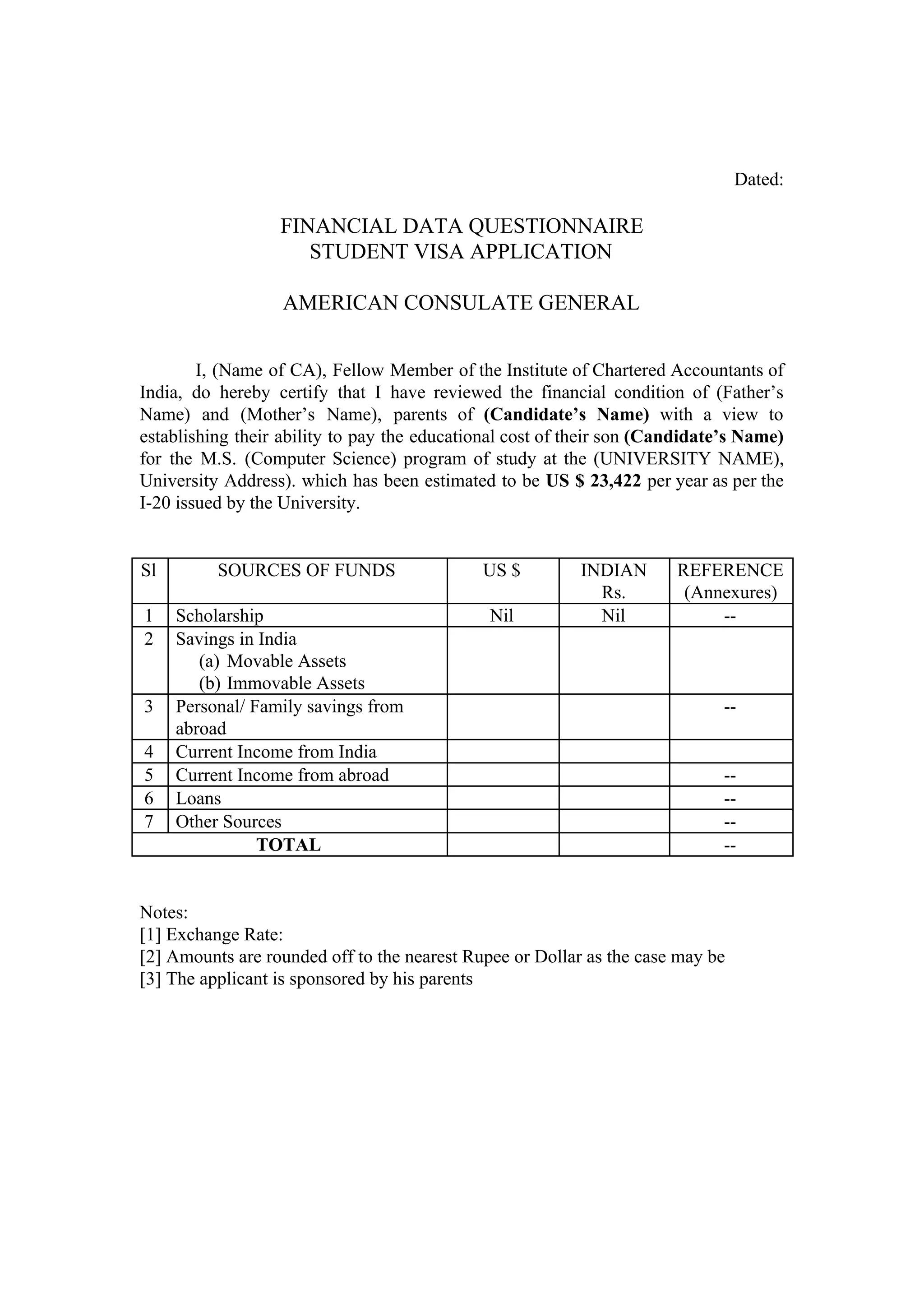 CA Statement for f1 visa sample | PDF