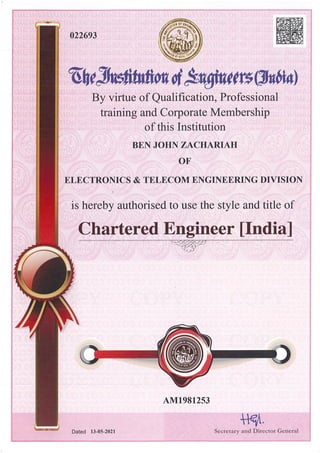 Ben Zachariah CEng [India] | PDF