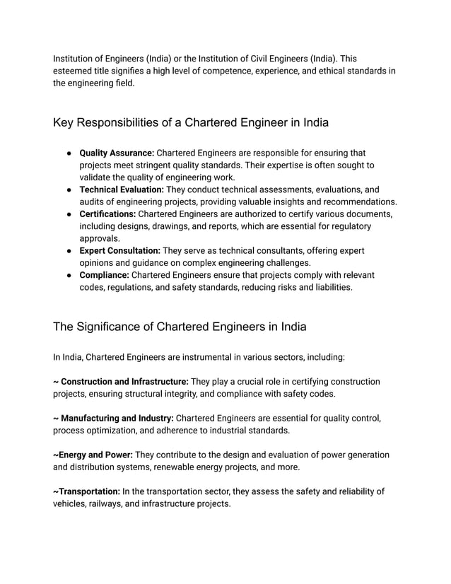 Chartered Engineer in India | PDF