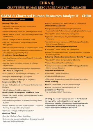 CHRM - CHRA - Certified Chartered Human Resource Analyst Manager ...