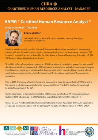 CHRM - CHRA - Certified Chartered Human Resource Analyst Manager ...