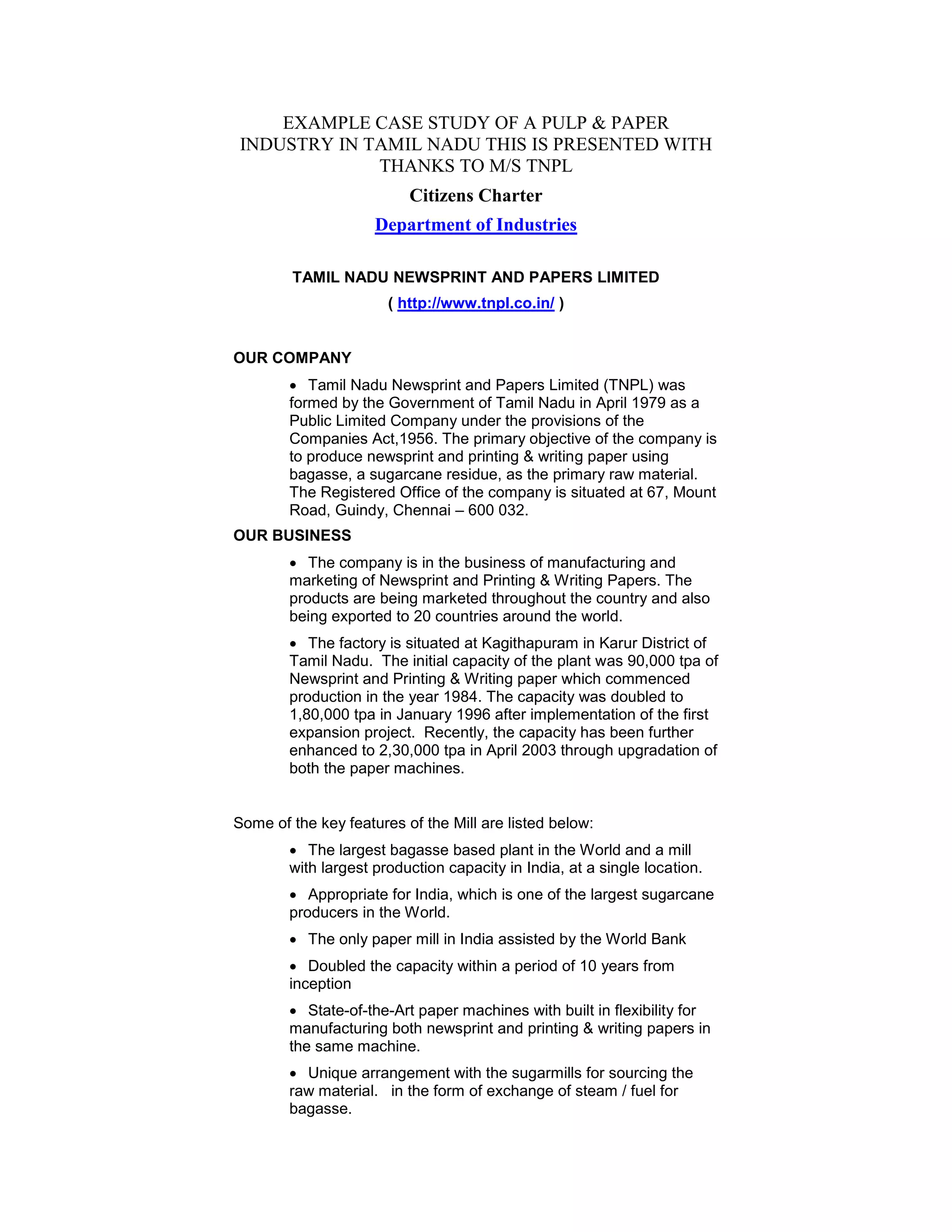 Case study of pulp-paper-industry | PDF