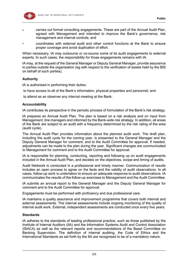 The internal audit charter is vital to internal audit’s success and ...