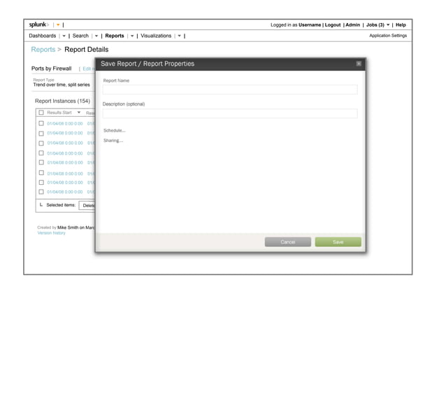 Splunk | Reporting - Usability Wireframes | PPT