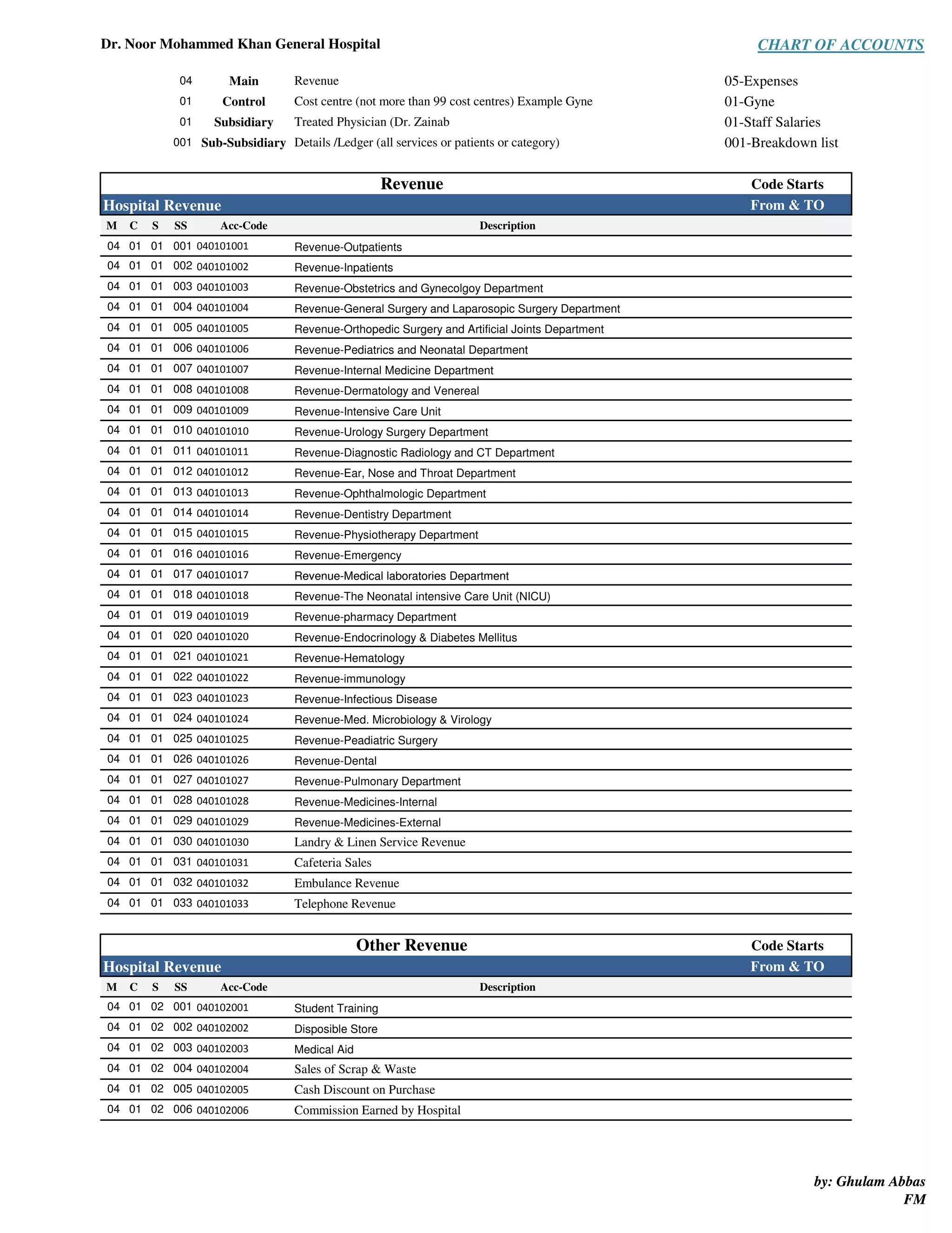 Hospital Chart of accounts, Healthcare Chart of Accounts | PDF