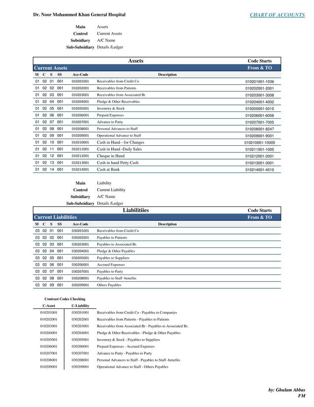 Hospital Chart of accounts, Healthcare Chart of Accounts | PDF