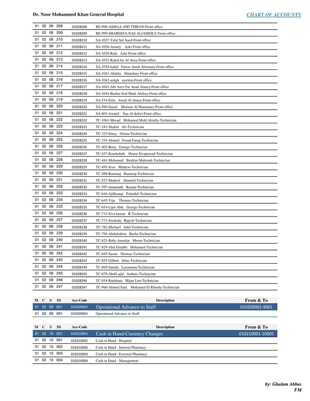 Hospital Chart of accounts, Healthcare Chart of Accounts | PDF