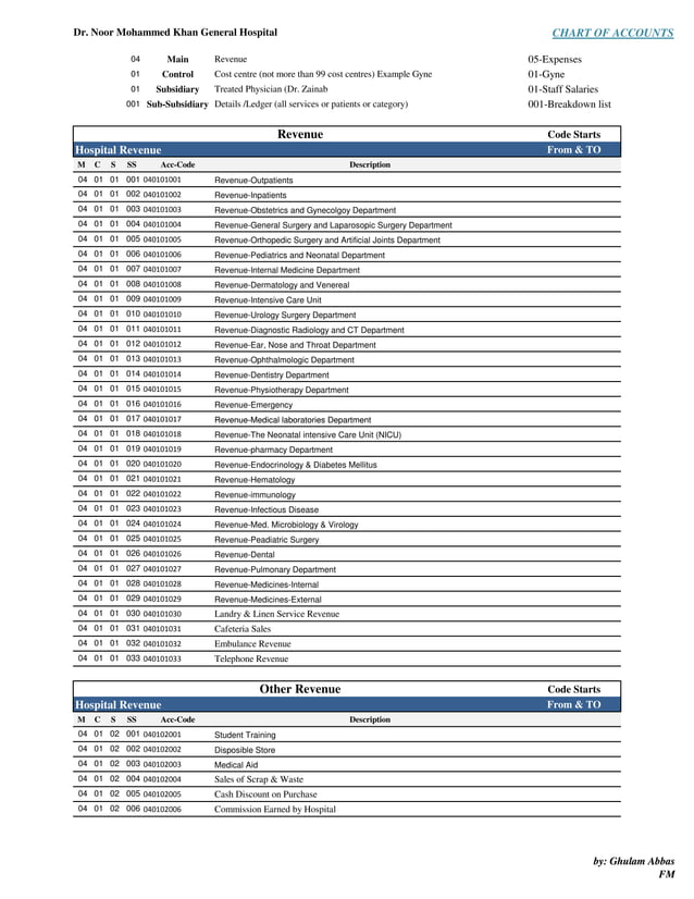 Hospital Chart of accounts, Healthcare Chart of Accounts | PDF