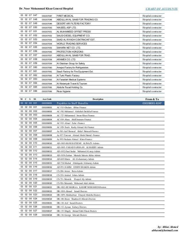 Hospital Chart of accounts, Healthcare Chart of Accounts | PDF