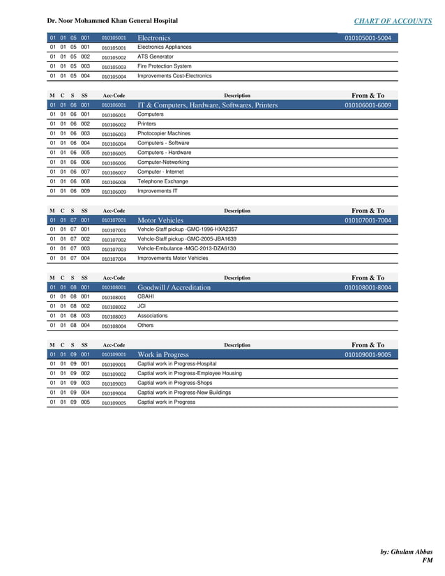 Hospital Chart of accounts, Healthcare Chart of Accounts | PDF