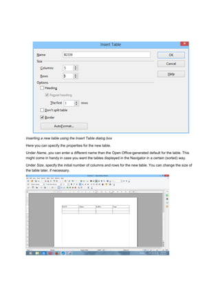 Charts & tables (Open Office) | PDF
