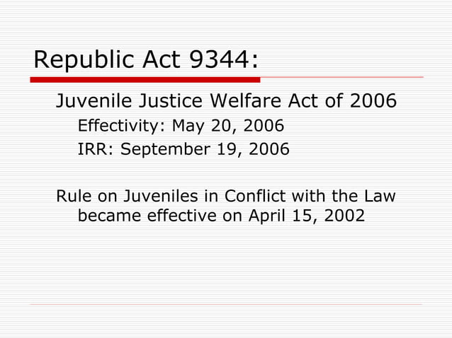 Child In Conflict in the Law RA9344 BSCR | PDF