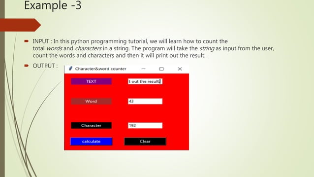 Char word counter in Python with simple gui - PROJECT | PPT