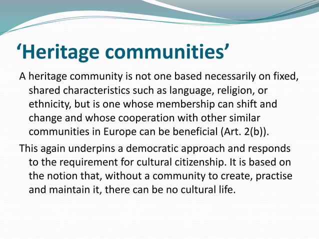 Janet Blake - Cultural Heritage as a Resource | PPT